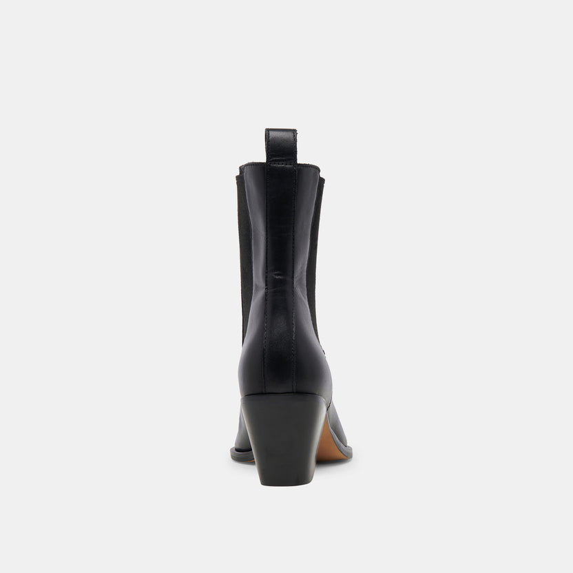 SHADIE H2O Black Leather Ankle Booties | Women's Designer Booties ...