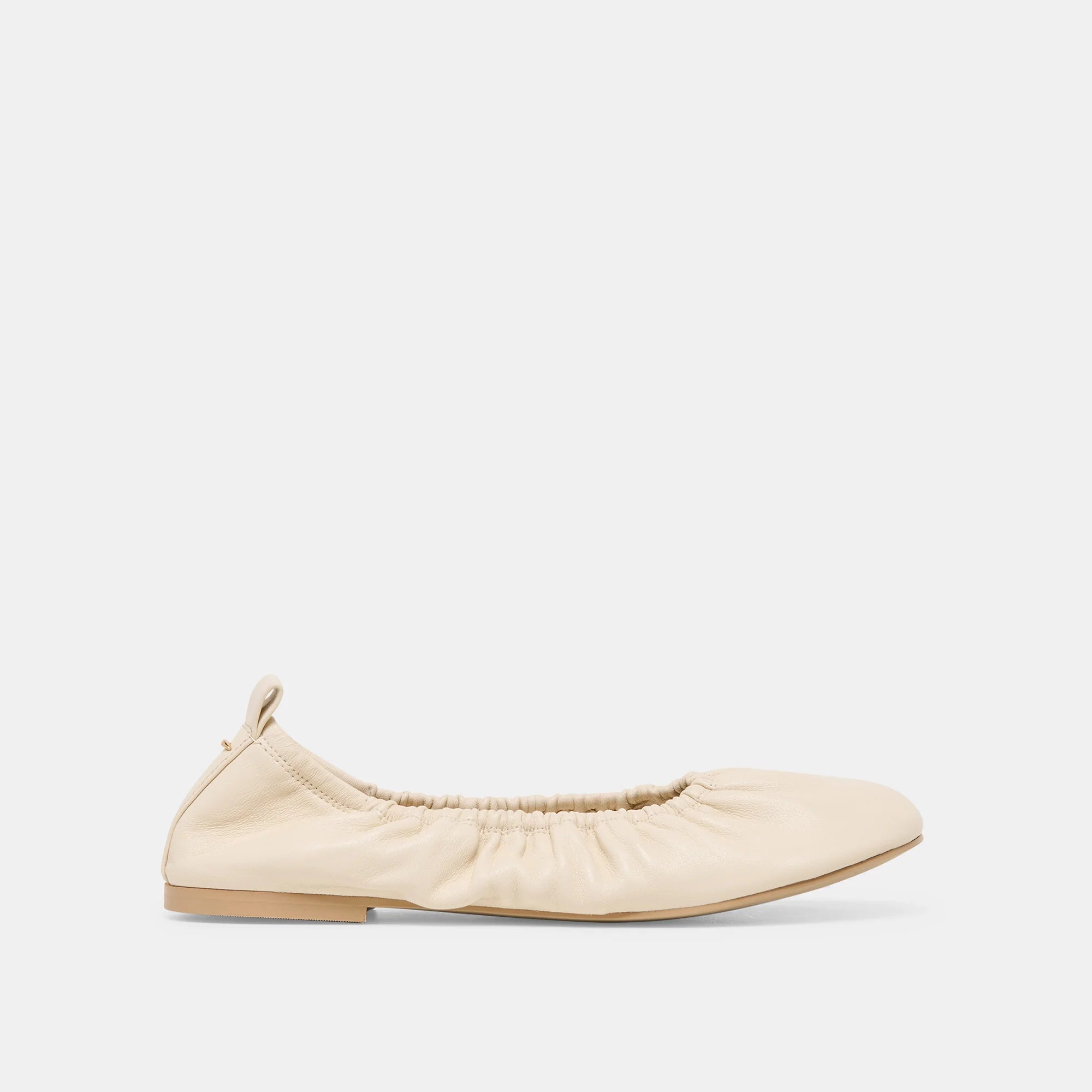 CONRAD Bone Leather Ruched Ballet Flats | Women's Designer Flats ...