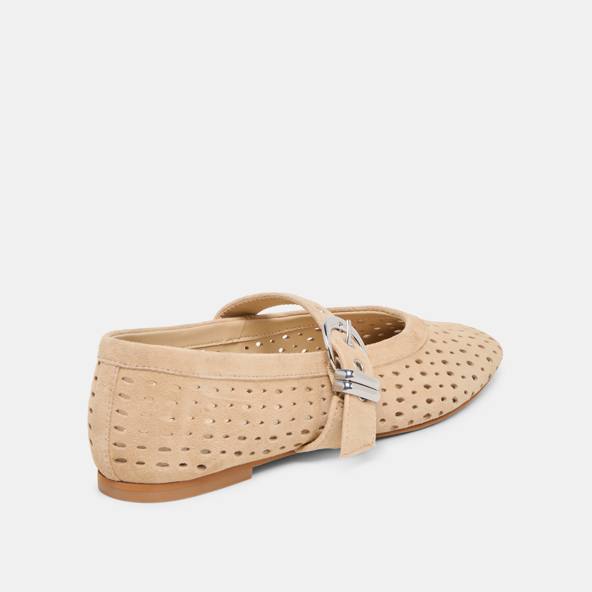 MIKEL Camel Suede Perforated Ballet Flats | Women's Designer Flats ...