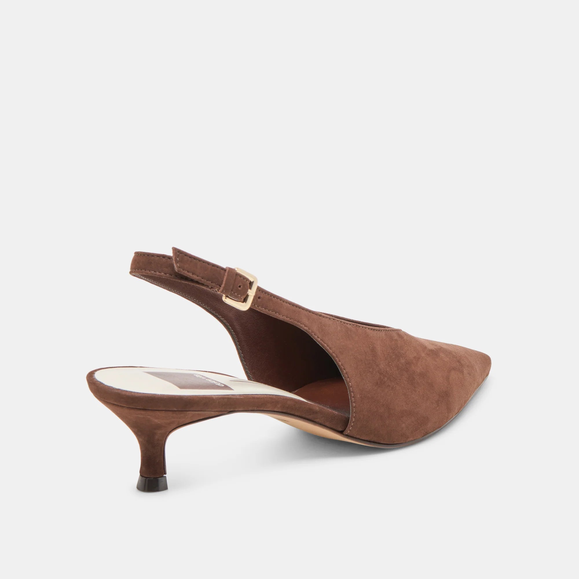 ALENNA Dark Brown Suede Slingback Kitten Heel | Women's Designer Shoes ...
