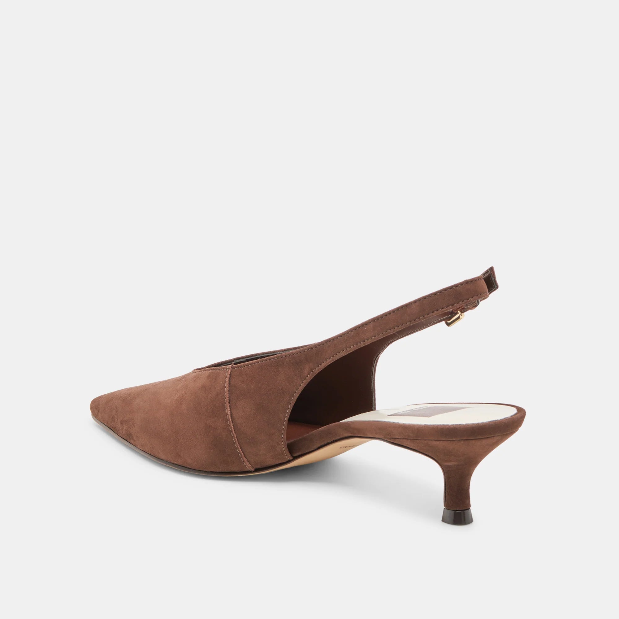 ALENNA Dark Brown Suede Slingback Kitten Heel | Women's Designer Shoes ...