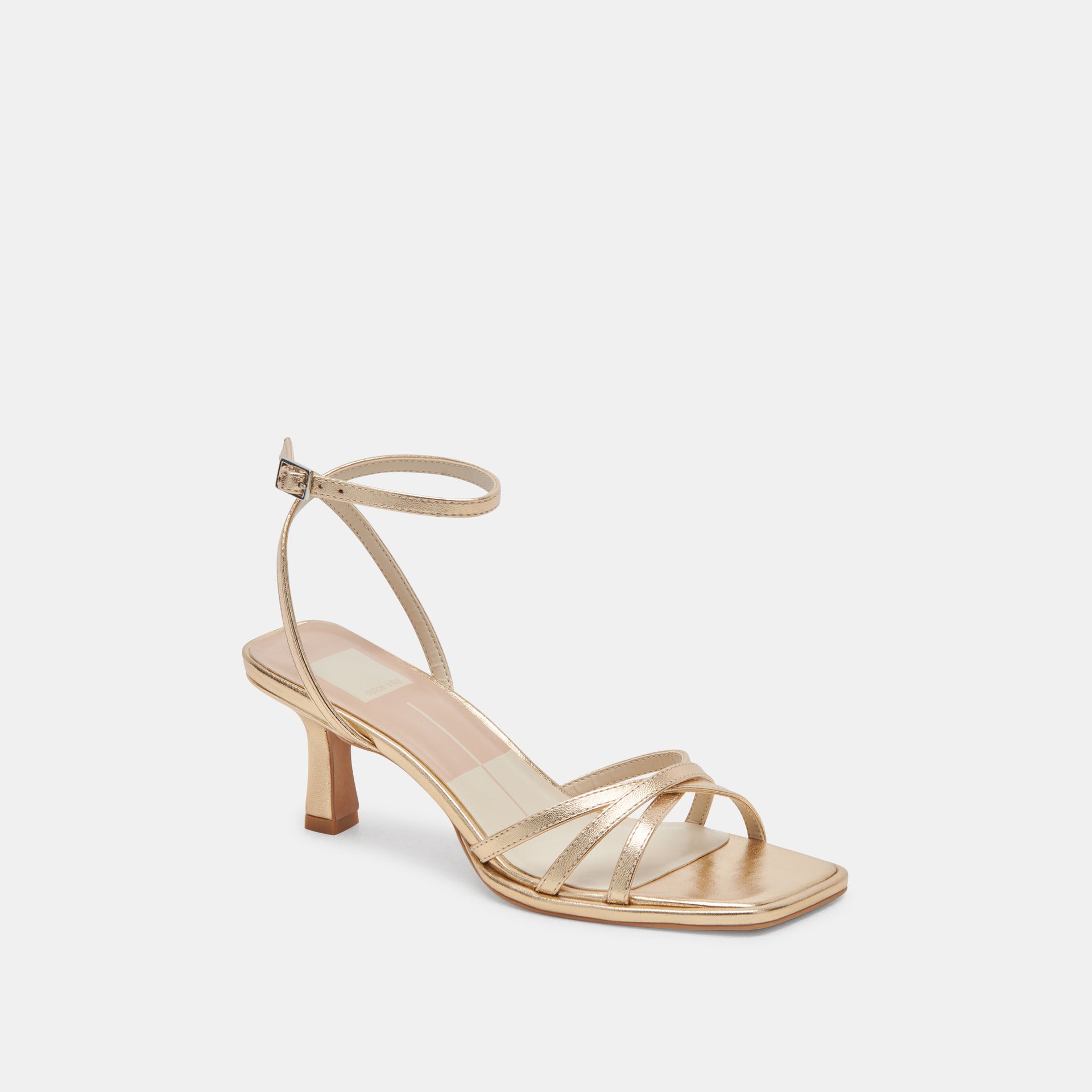 MANJI Gold Leather Strappy Heels | Women's Designer Heels – Dolce Vita ...
