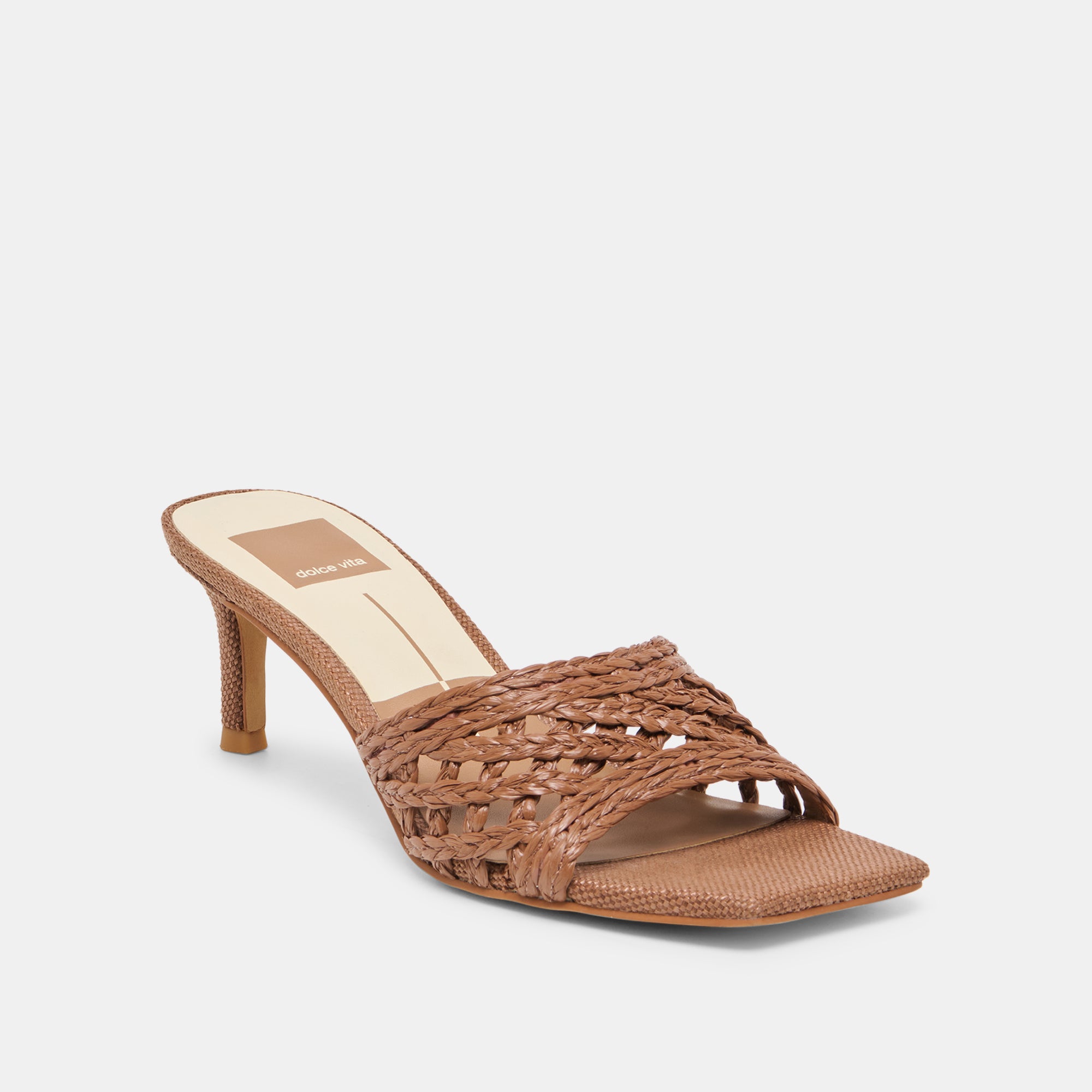 BOWEN Cognac Raffia Perforated Mules | Women's Designer Shoes – Dolce ...