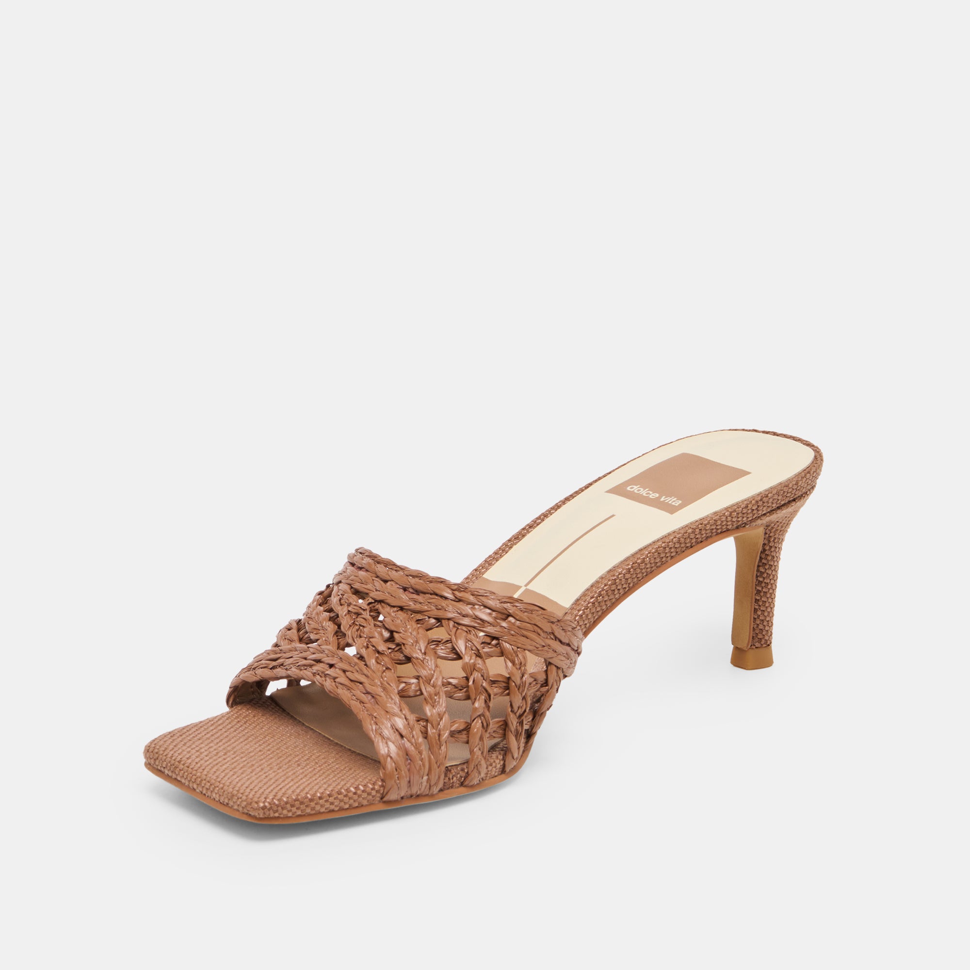 BOWEN Cognac Raffia Perforated Mules | Women's Designer Shoes – Dolce ...