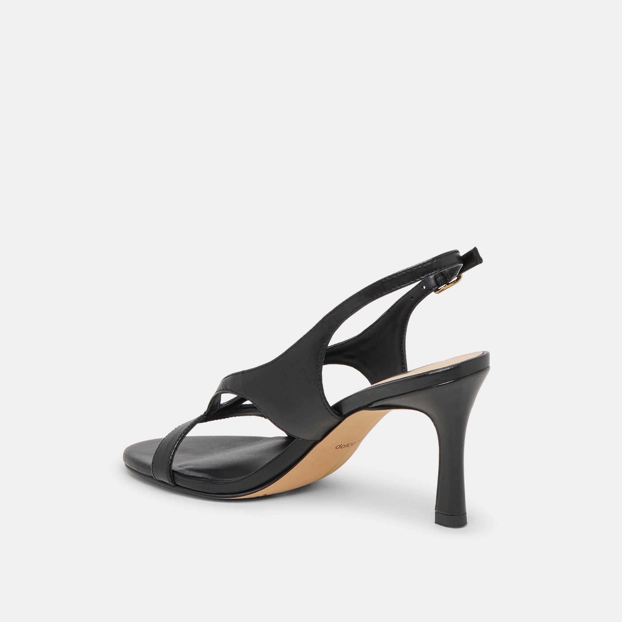 IZELA Black Leather Strappy Stiletto Heels | Women's Designer Heels ...