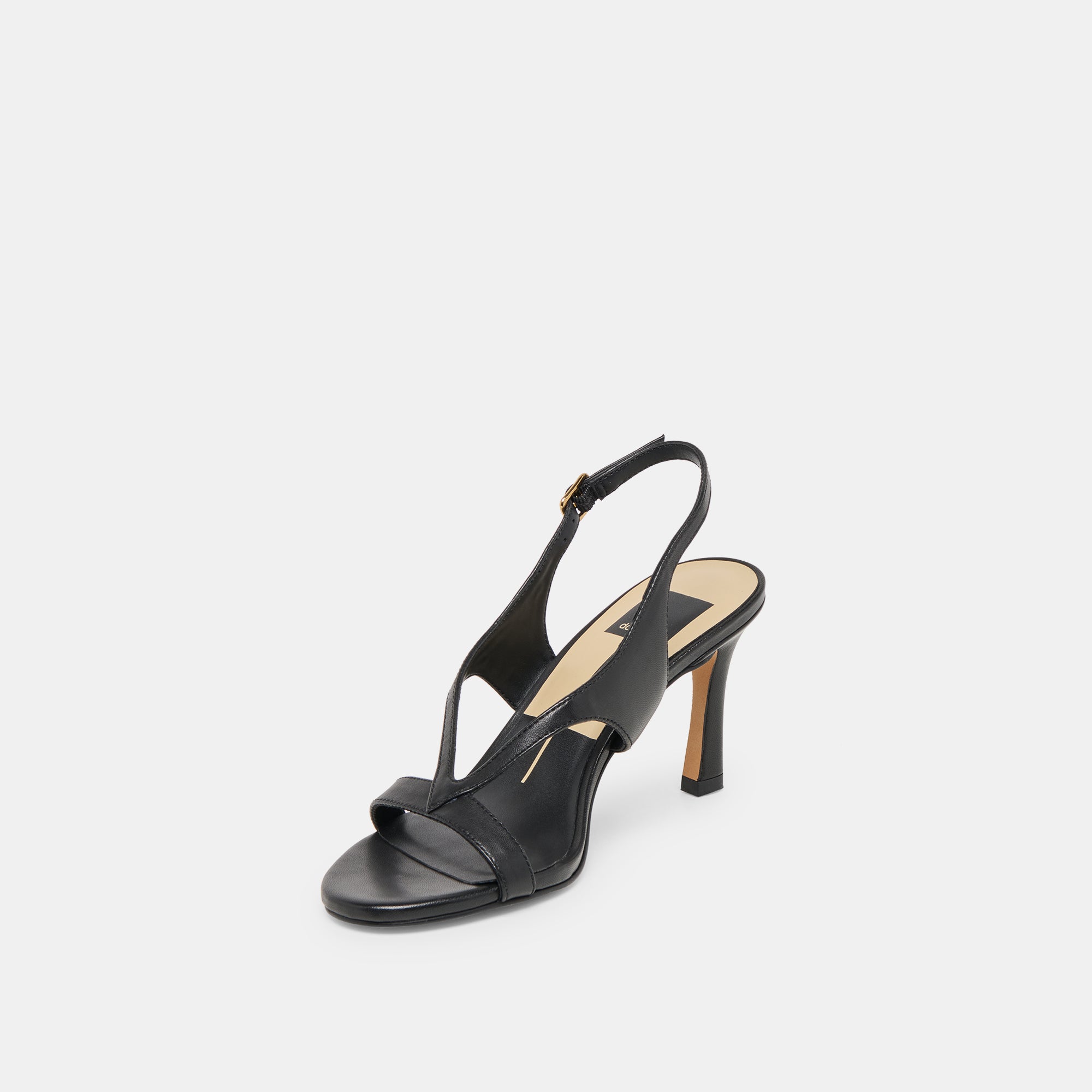 IZELA Black Leather Strappy Stiletto Heels | Women's Designer Heels ...