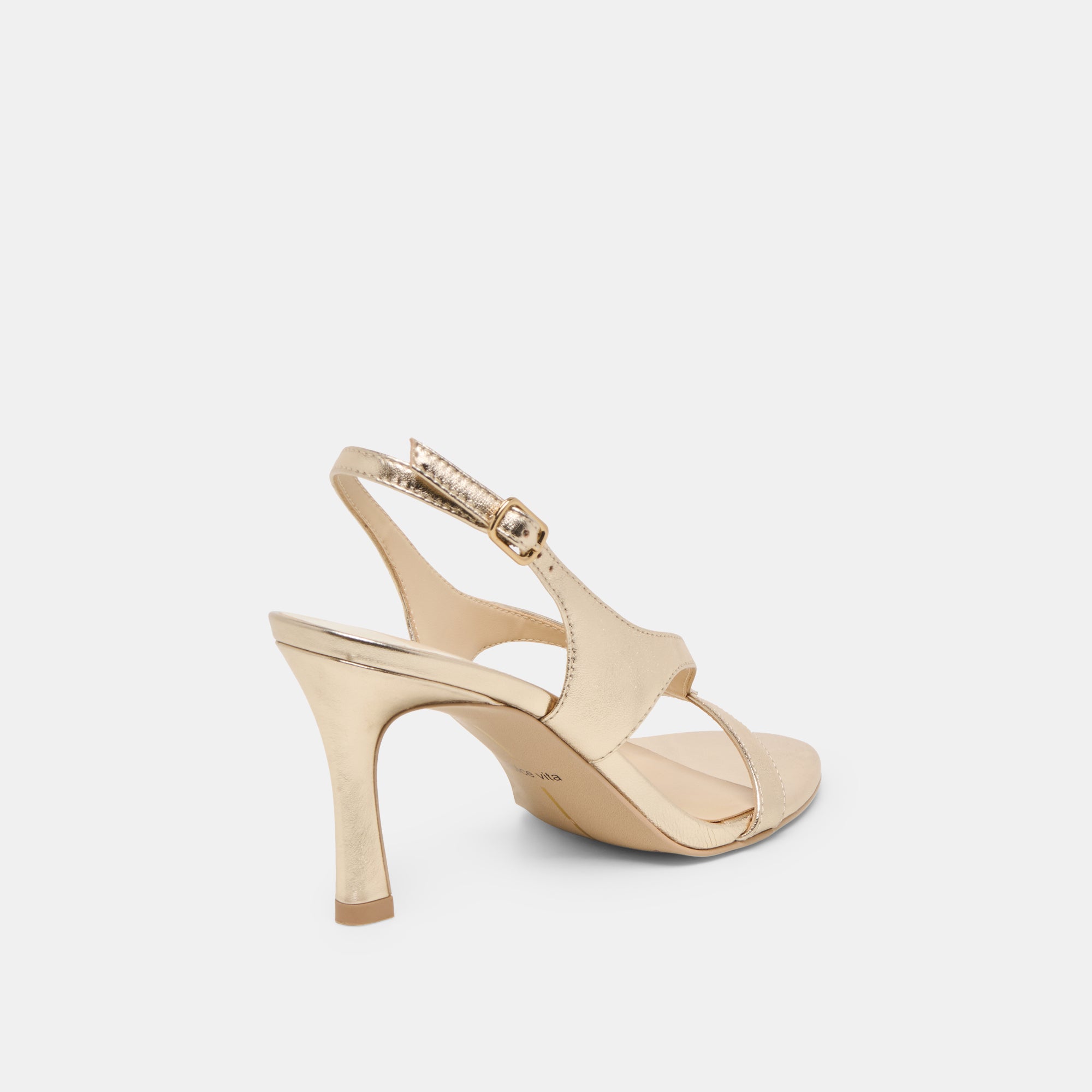 IZELA Gold Leather Strappy Stiletto Heels | Women's Designer Heels ...
